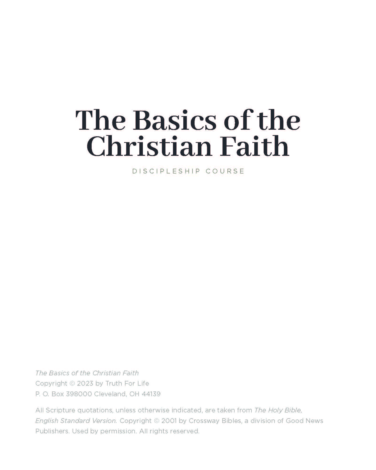 The Basics of the Christian Faith Study Guide - Store - Truth For Life